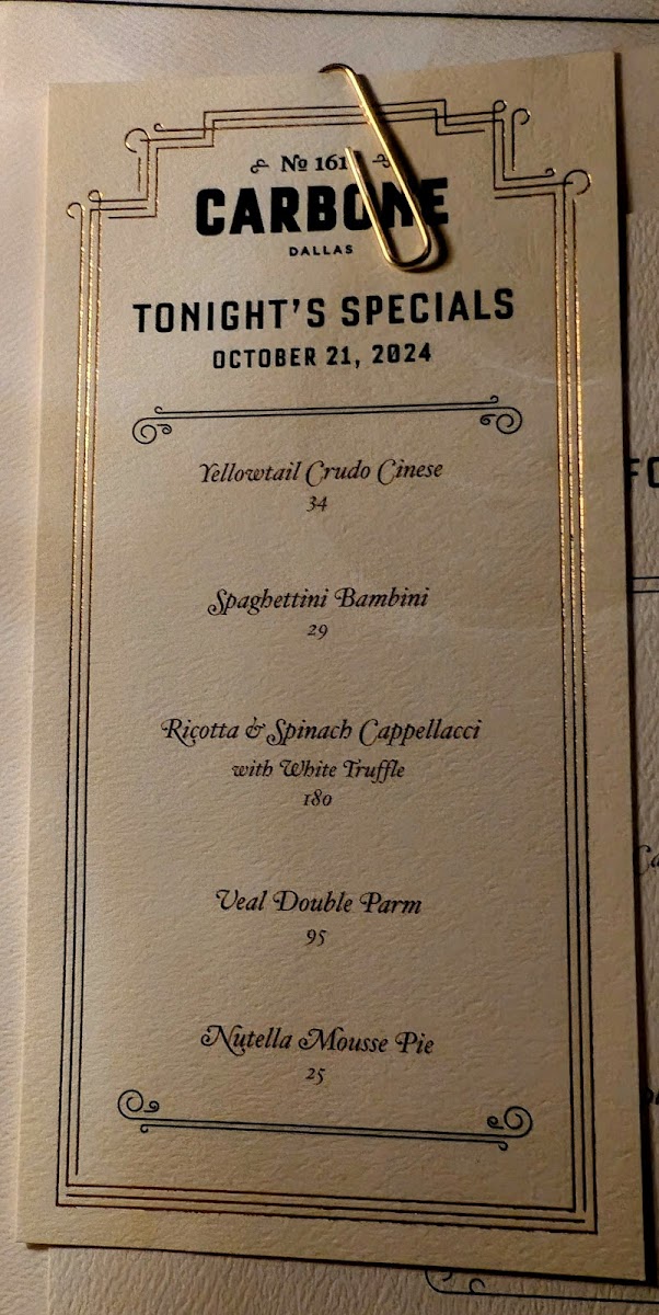 Carbone Dallas: Upscale Italian Dining Experience in the Heart of Dallas